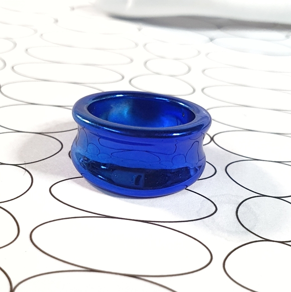 Jewelry | 6 For 15 Blue Metallic Resin Acrylic Band Ring | Poshmark